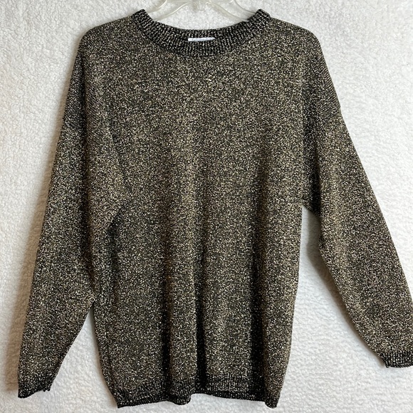 Arielle | Tops | Vintage Arielle Womens Gold Black Glitter Stretch Sweater Knit X Plus Size ...